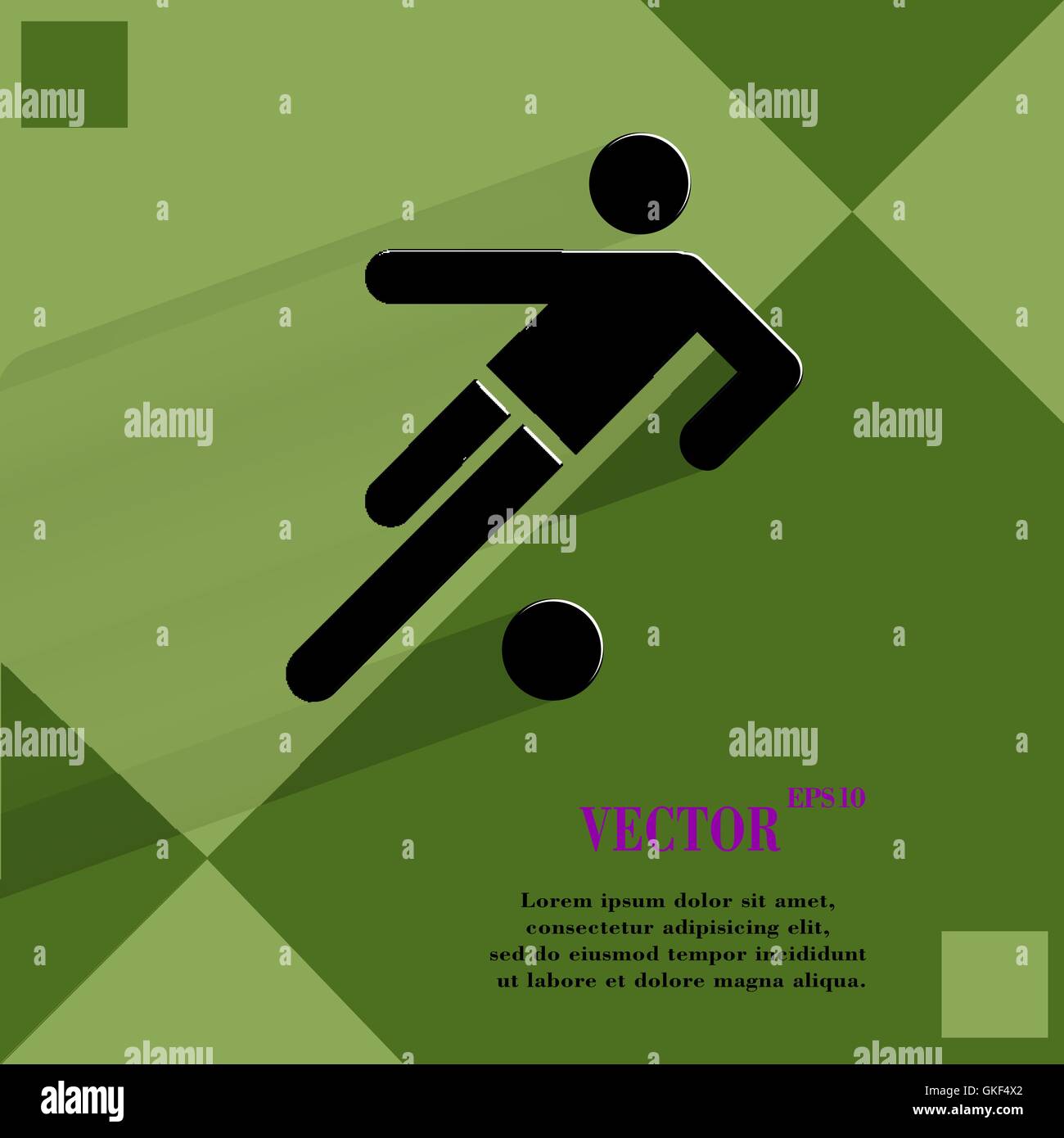 football player. Flat modern web button on a flat geometric abstract ...
