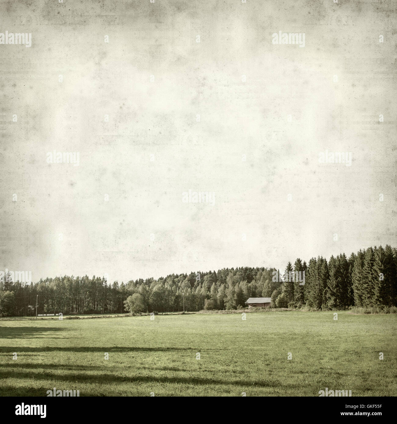 textured old paper background with landscape of Finland Stock Photo - Alamy