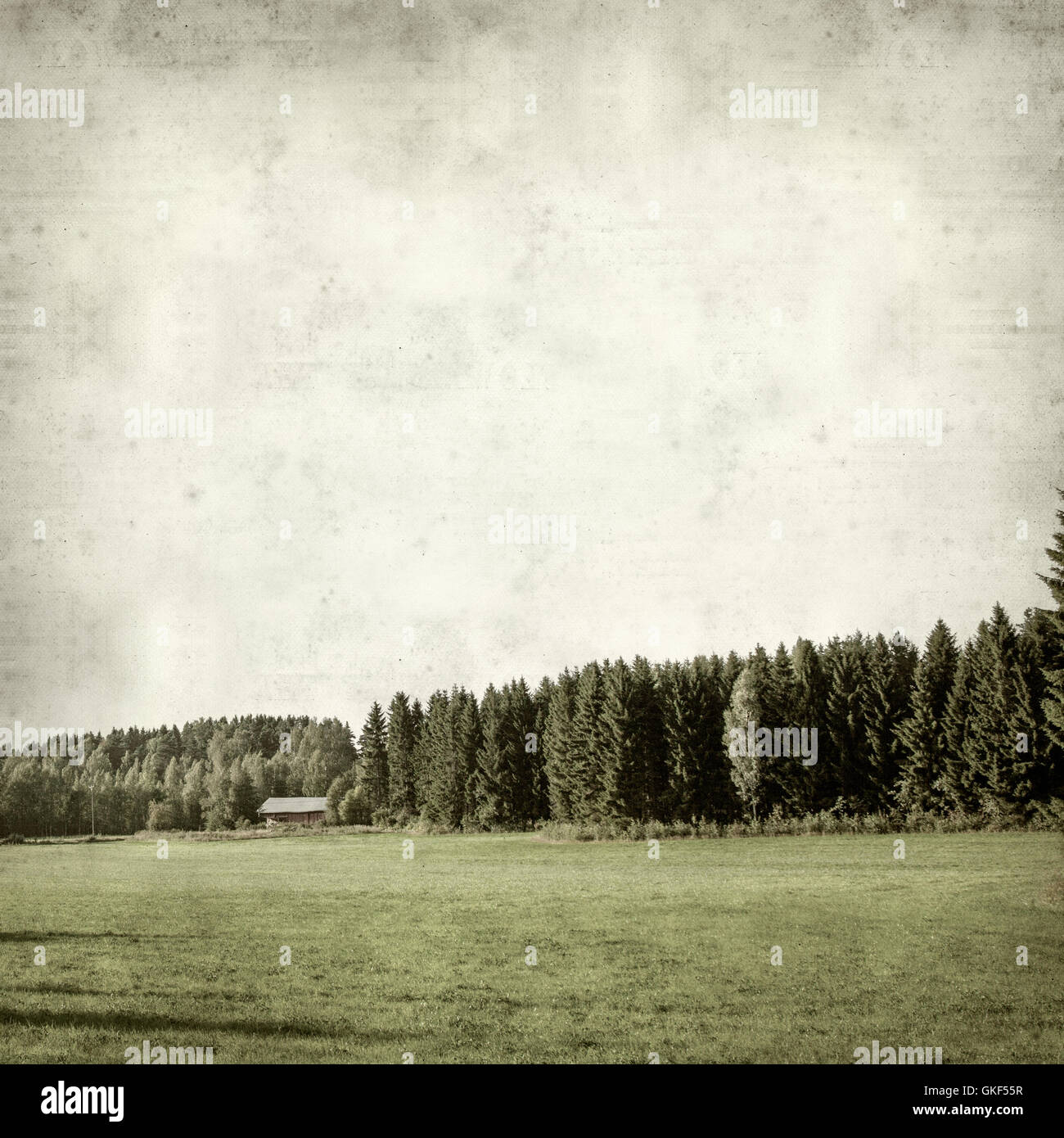 textured old paper background with landscape of Finland Stock Photo - Alamy