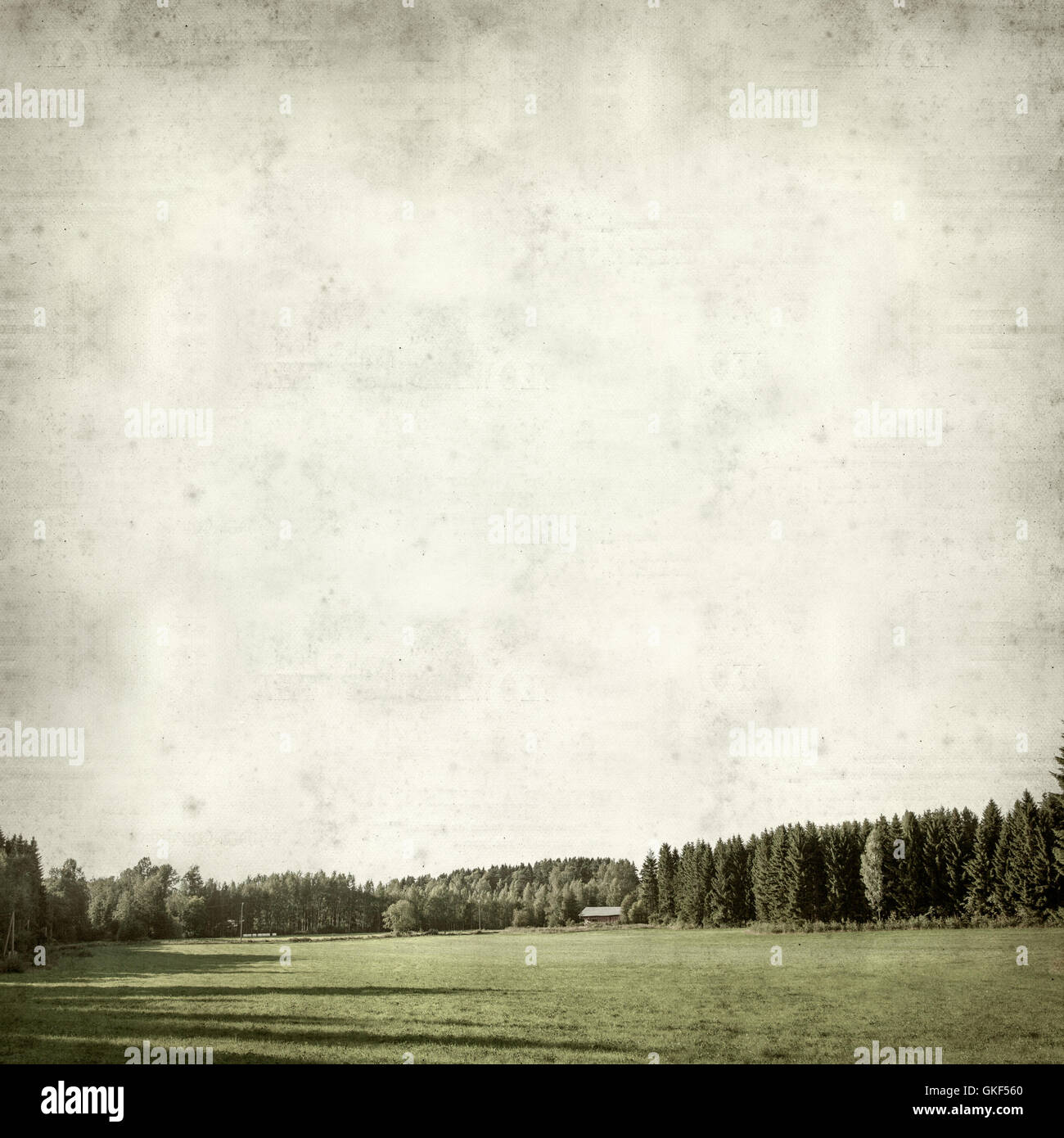 textured old paper background with landscape of Finland Stock Photo - Alamy