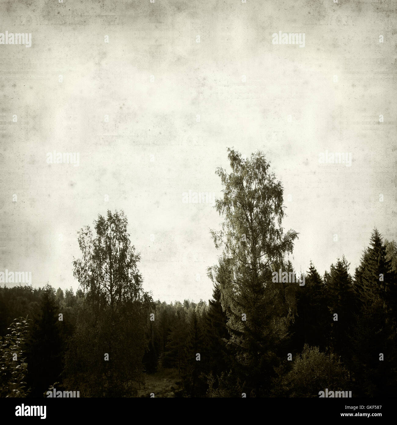 textured old paper background with landscape of Finland Stock Photo - Alamy