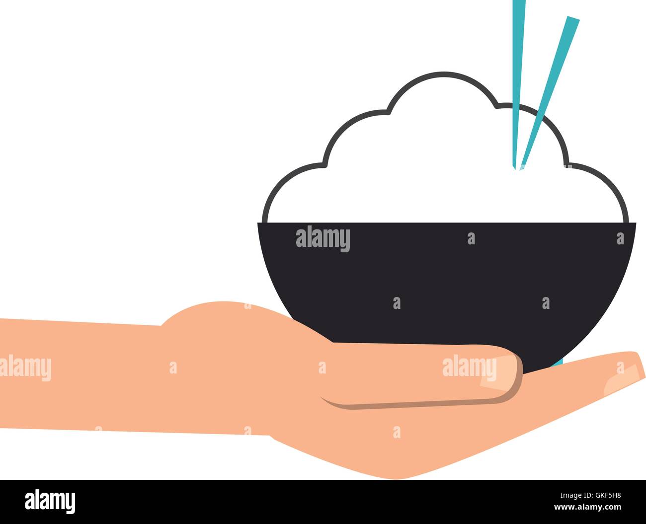 hand holding rice bowl with chopsticks icon Stock Vector Image & Art ...