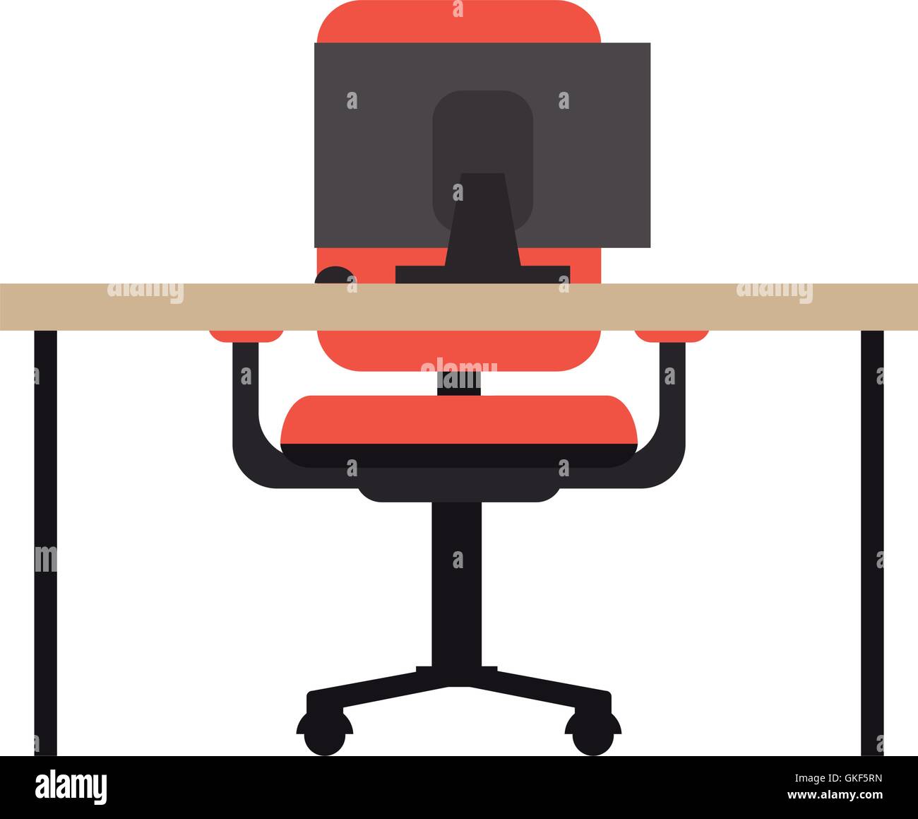 workplace desk chair and computer icon Stock Vector Image & Art - Alamy