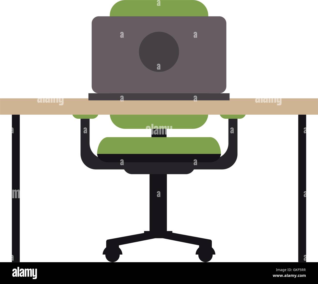workplace desk chair and computer icon Stock Vector Image & Art - Alamy