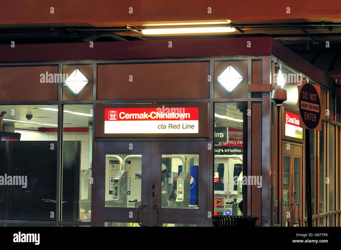The CTA Red Line rapid transit stop in Chicago's Chinatown shortly ...