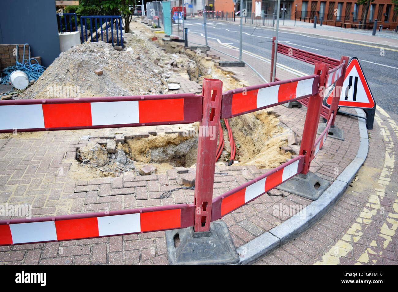 Cornered off Roadworks Stock Photo - Alamy