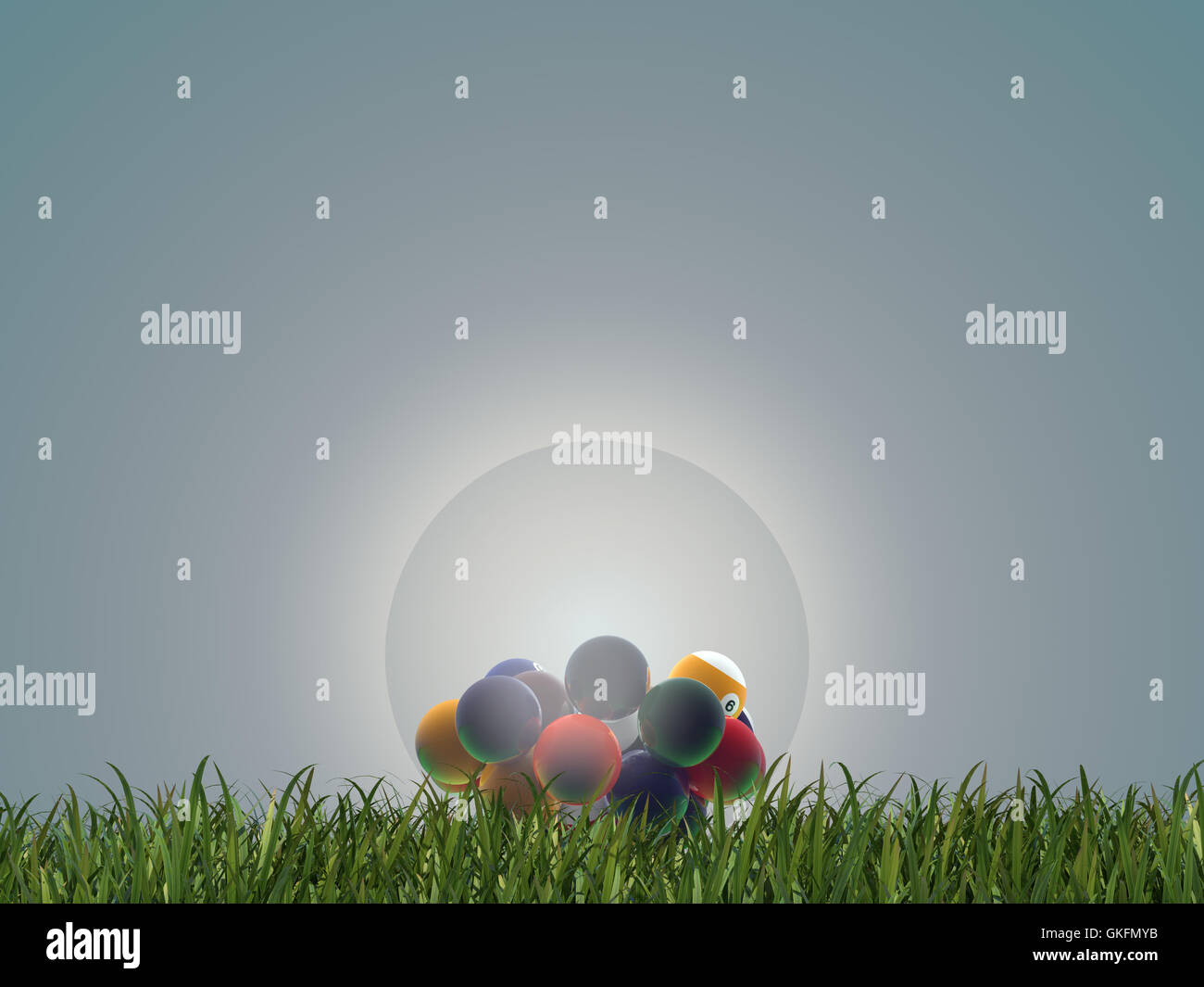 pool balls inside a glass sphere over glass Stock Photo - Alamy