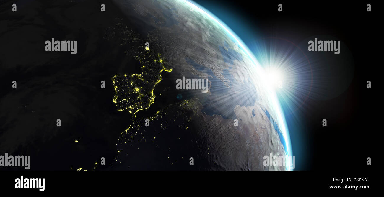 Earth view with day and night effects Stock Photo - Alamy