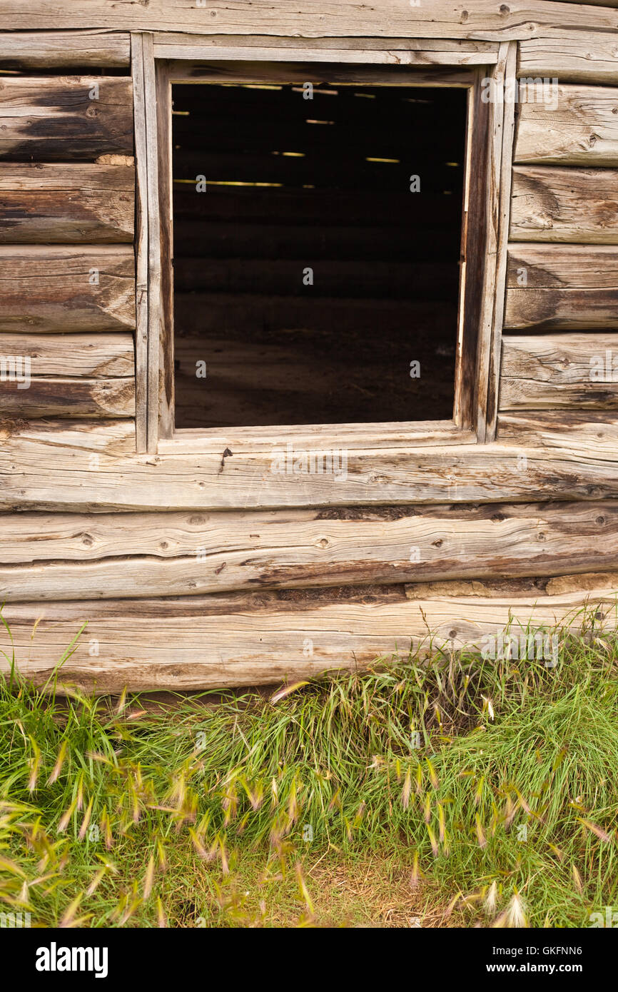 Window frame in old log cabin Stock Photo - Alamy