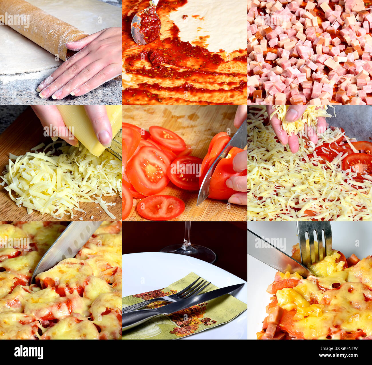 PIzza making collage Stock Photo - Alamy