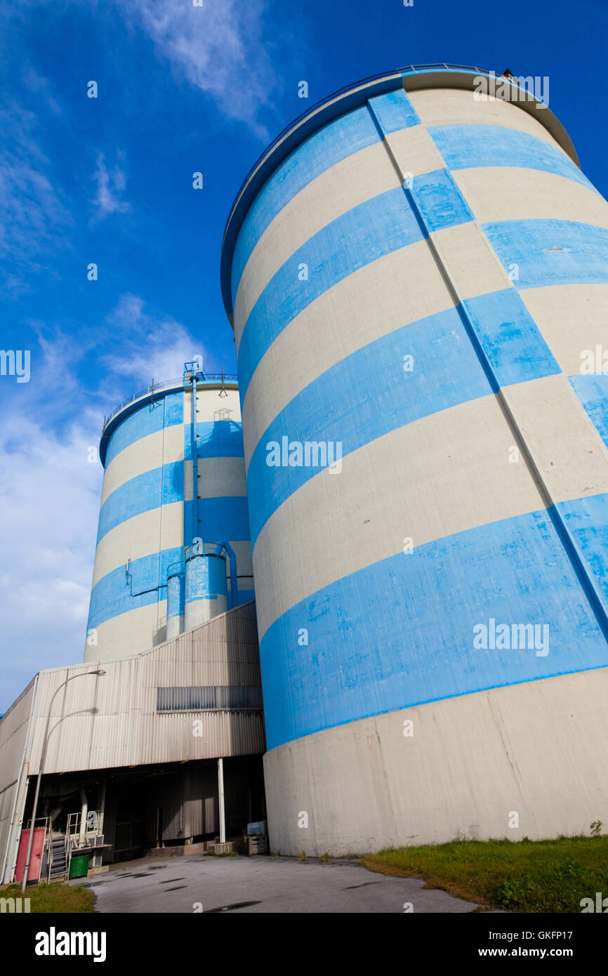 Blue-White Concrete Silos Stock Photo - Alamy
