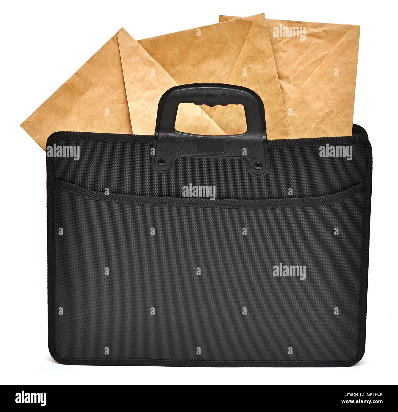 Black business briefcase with envelopes Stock Photo - Alamy
