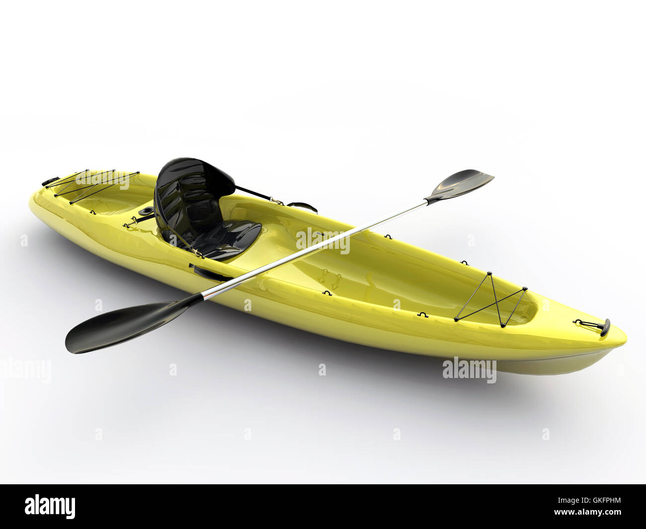 yellow kayak isolated on white background Stock Photo - Alamy