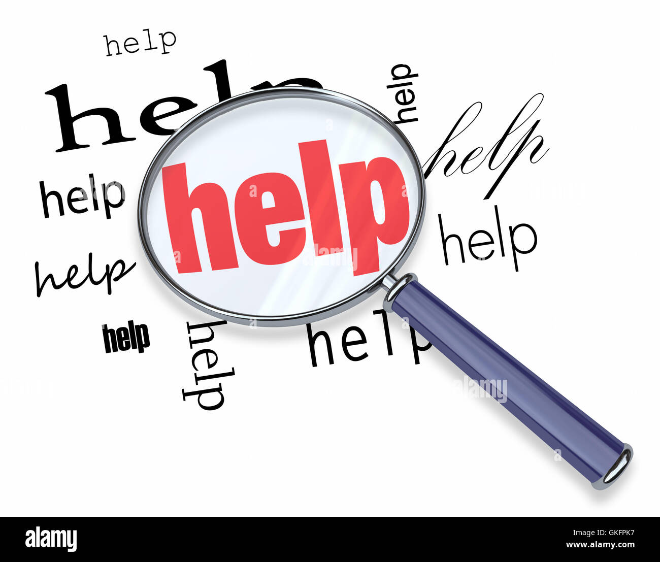 Searching for Help - Magnifying Glass Stock Photo - Alamy