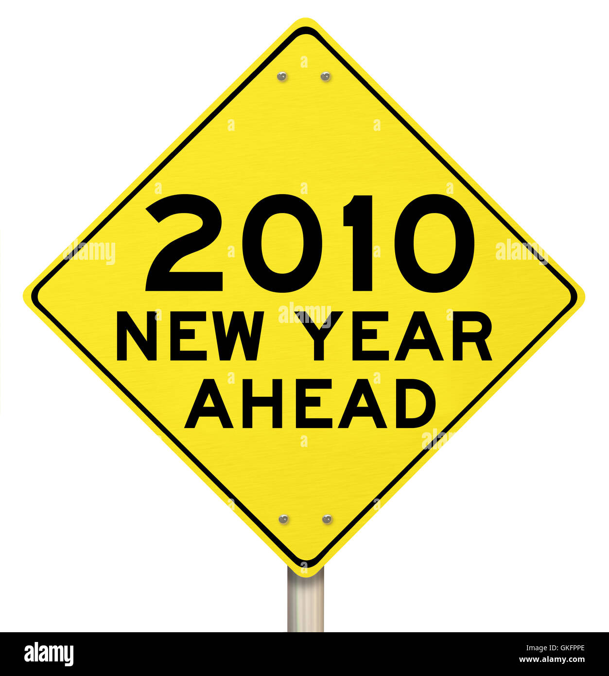 2010 Yellow Warning Sign - Isolated Stock Photo - Alamy