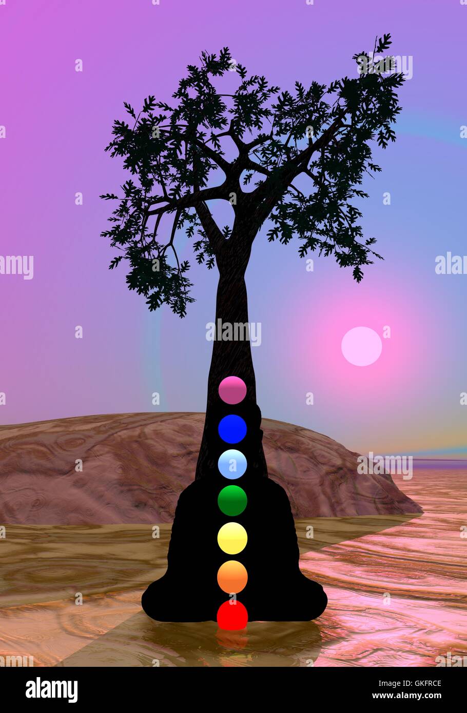 Chakras in meditation under a tree Stock Photo - Alamy