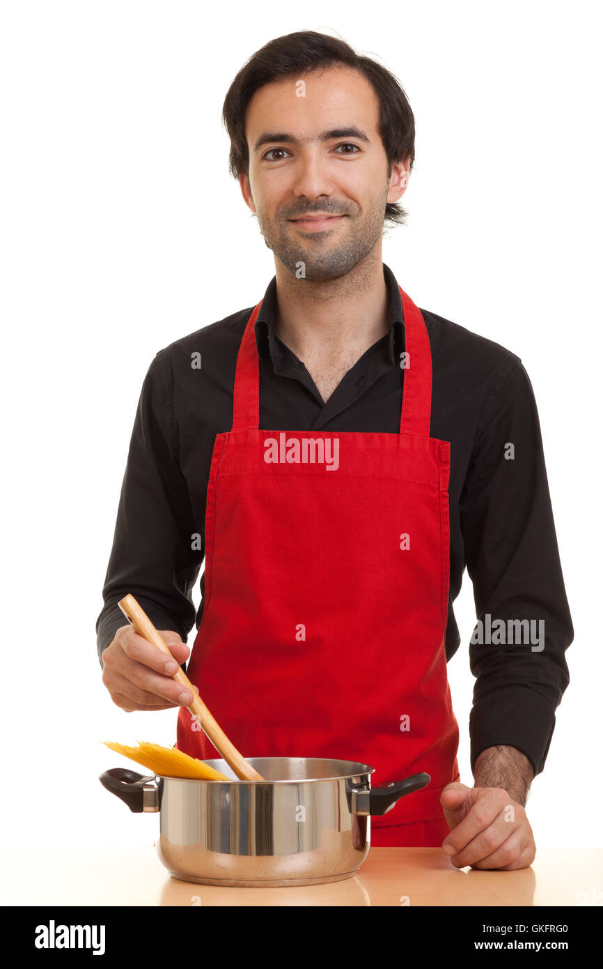 chef with pasta pot Stock Photo - Alamy