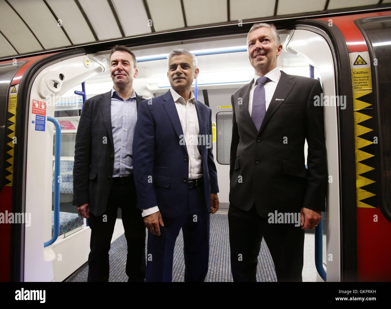 Mayor of London Sadiq Khan (centre) with Mark Wild (left), Managing ...