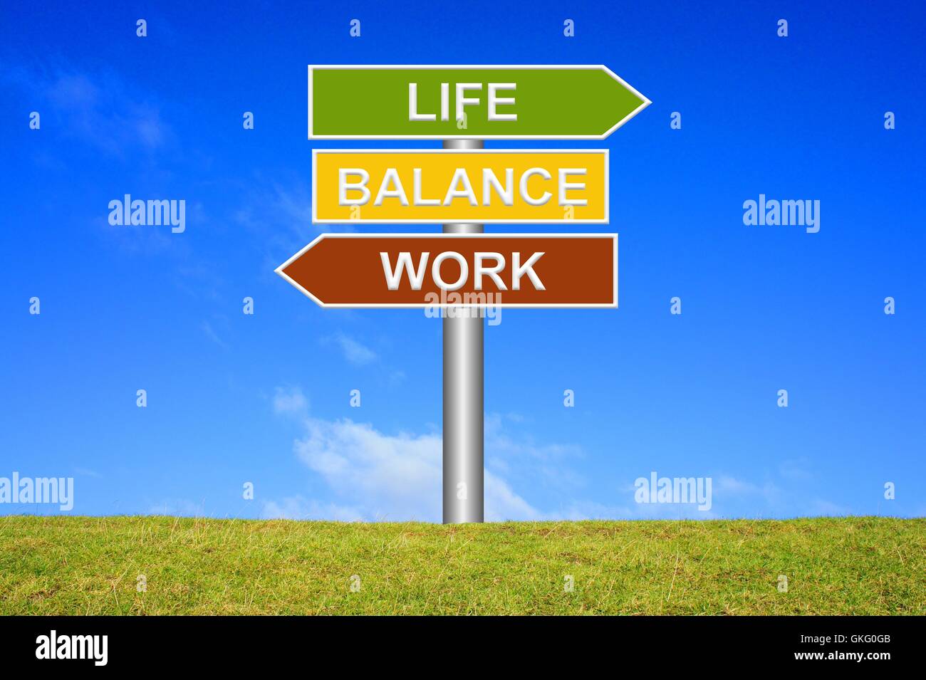 sign directional sign: work - life - balance Stock Photo - Alamy