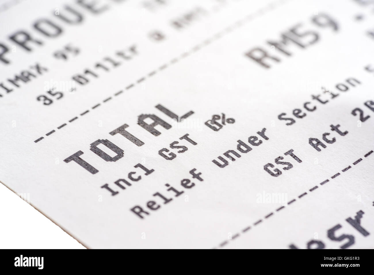 Tax invoice receipt with macro view Stock Photo - Alamy