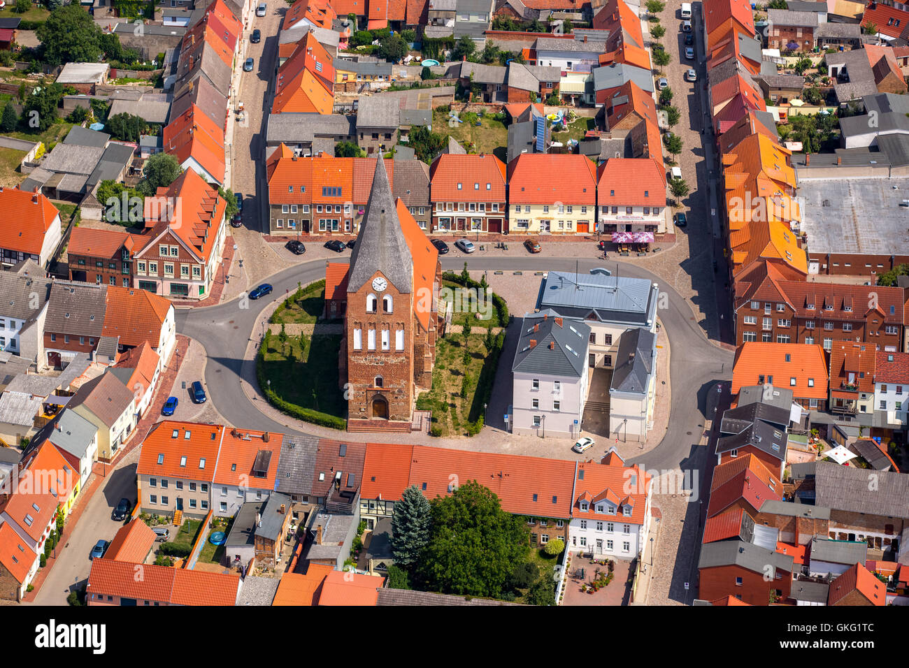 Aerial view, Parish Church of St John the marketplace Neukalen ...