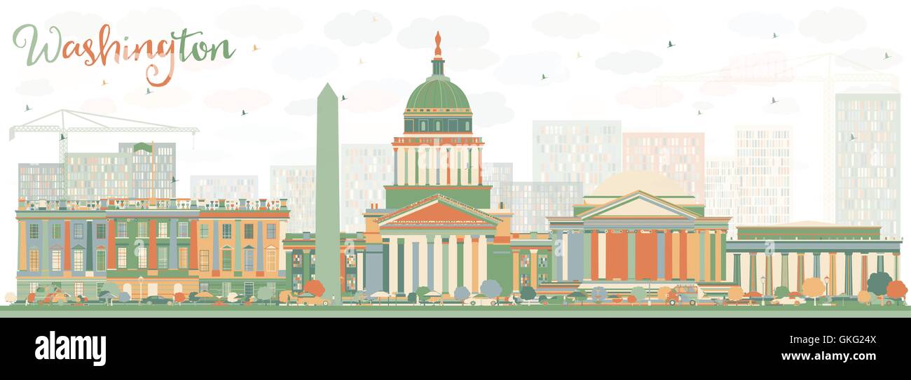 Abstract Washington DC Skyline with Color Buildings. Vector ...
