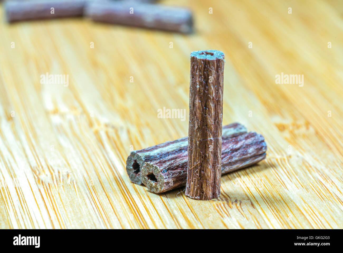 Wooden wall plug with bamboo texture surface Stock Photo - Alamy