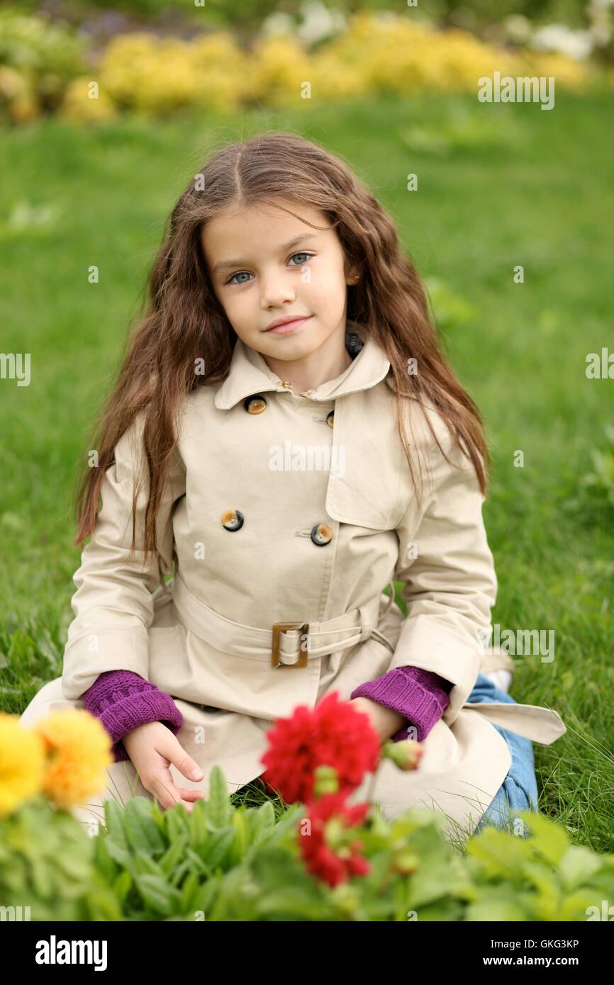 little girl in the autumn park Stock Photo - Alamy