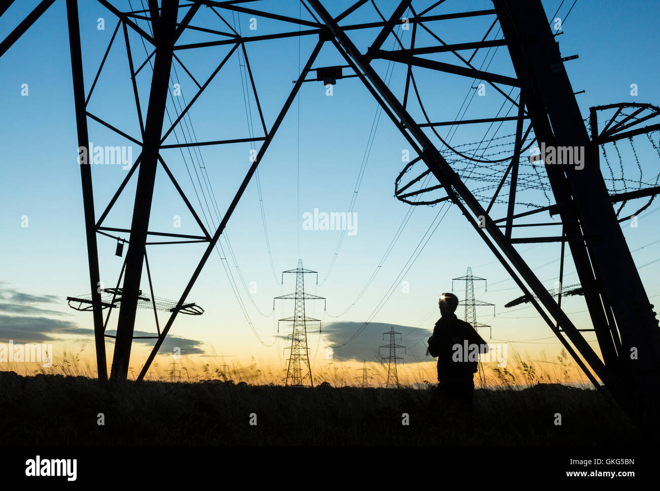 National Grid electricty pylons/power lines in UK countryside at ...