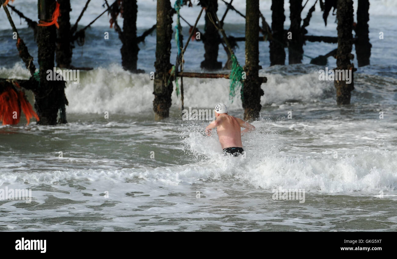 Brave swimmer in wild water hi-res stock photography and images - Alamy