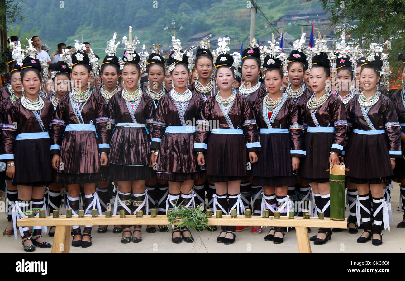 Guizhou, China's Guizhou Province. 20th Aug, 2016. People of Dong ...