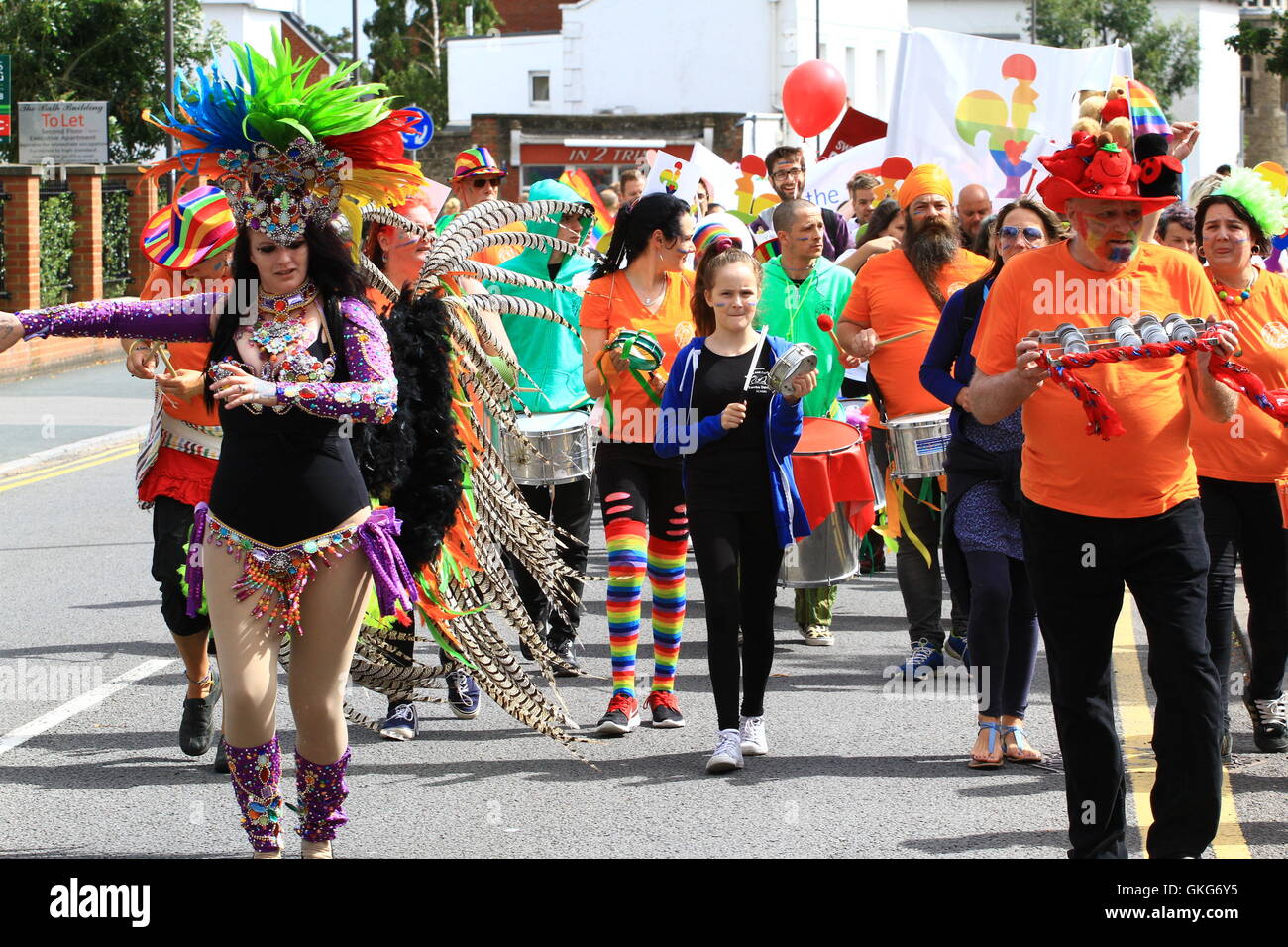 Swindon, UK 20th August 2016. People celebrate the annual LBGT festival ...