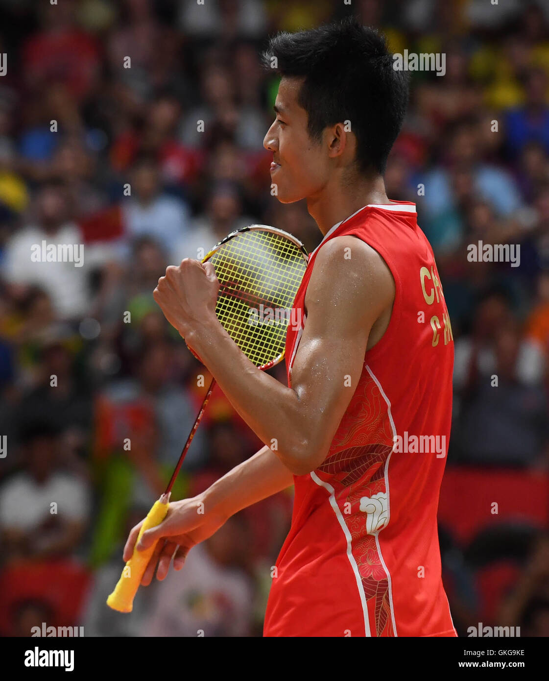 Rio De Janeiro, Brazil. 20th Aug, 2016. China's Chen Long celebrates ...