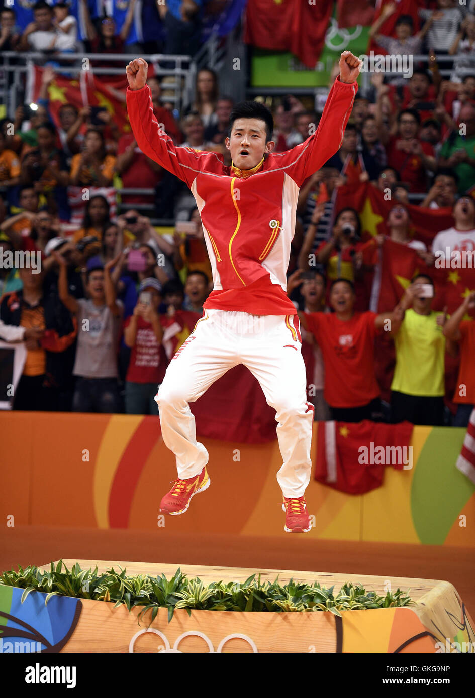 Rio De Janeiro, Brazil. 20th Aug, 2016. China's Chen Long attends the ...