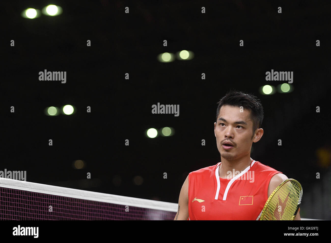 Rio De Janeiro, Brazil. 20th Aug, 2016. China's Lin Dan competes during ...