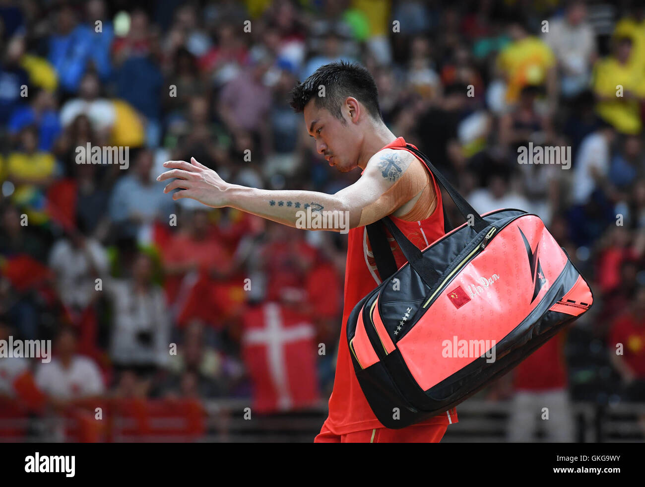 Rio De Janeiro, Brazil. 20th Aug, 2016. China's Lin Dan leaves after ...