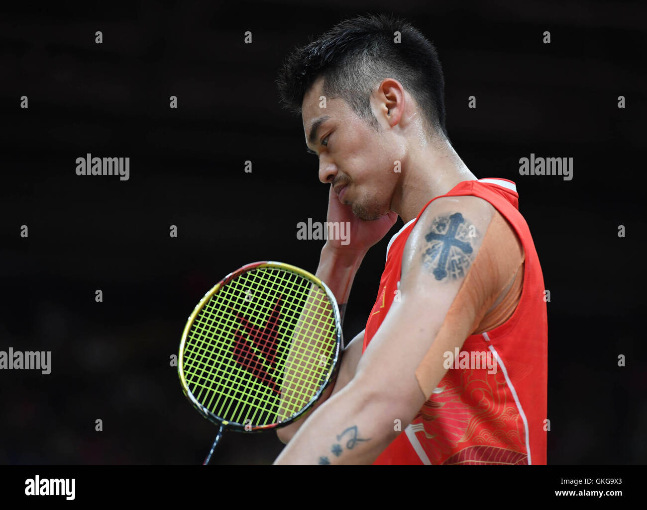 Rio De Janeiro, Brazil. 20th Aug, 2016. China's Lin Dan competes during ...