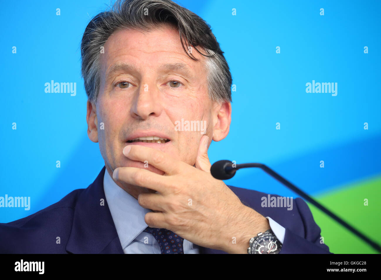 Rio de Janeiro, Brazil. 20th Aug, 2016. IAAF President Sebastian Coe ...