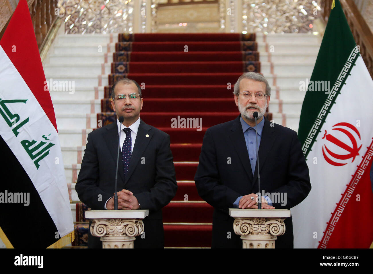 Tehran, Iran. 20th Aug, 2016. Iranian Parliament Speaker Ali Larijani ...