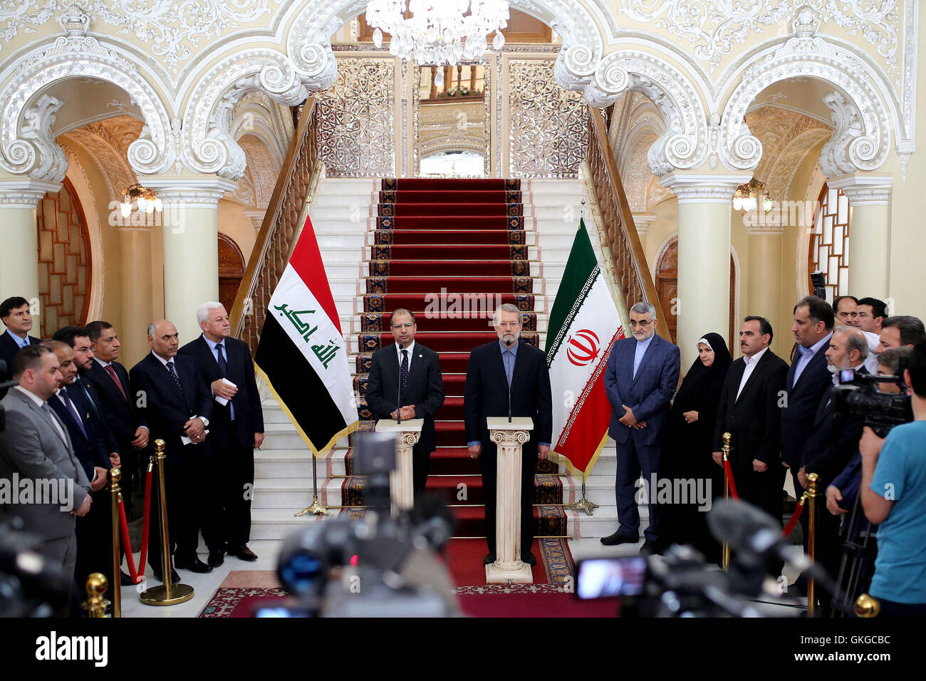 Tehran, Iran. 20th Aug, 2016. Iranian Parliament Speaker Ali Larijani ...