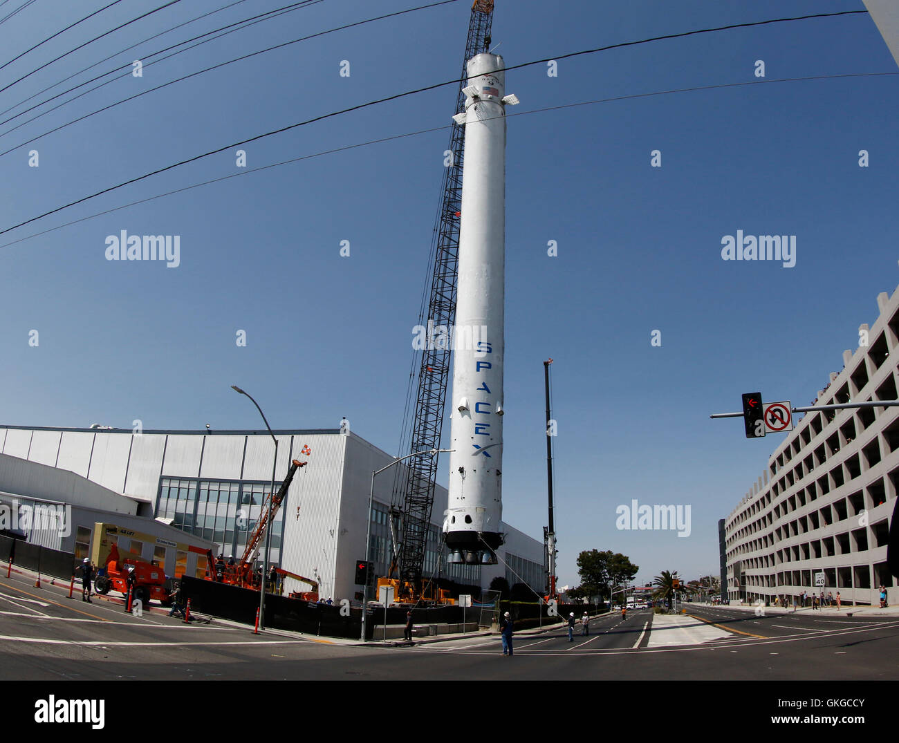 Hawthorne CA. 20th Aug, 2016. SpaceX first Falcon 9 rocket that launch ...