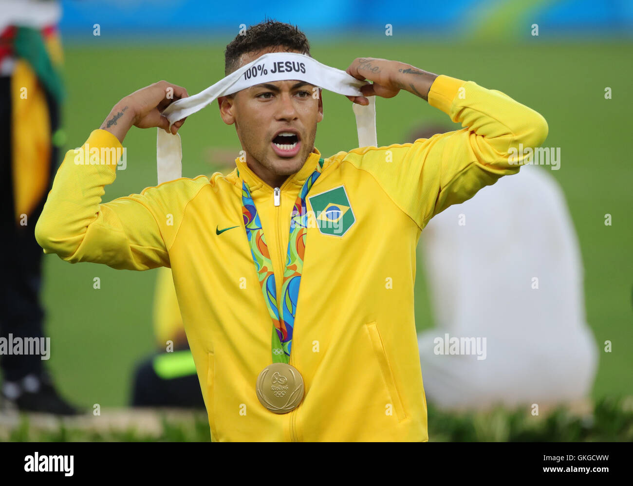 Rio de Janeiro, Brazil. 20th Aug, 2016. Neymar of Brazil celebrates ...