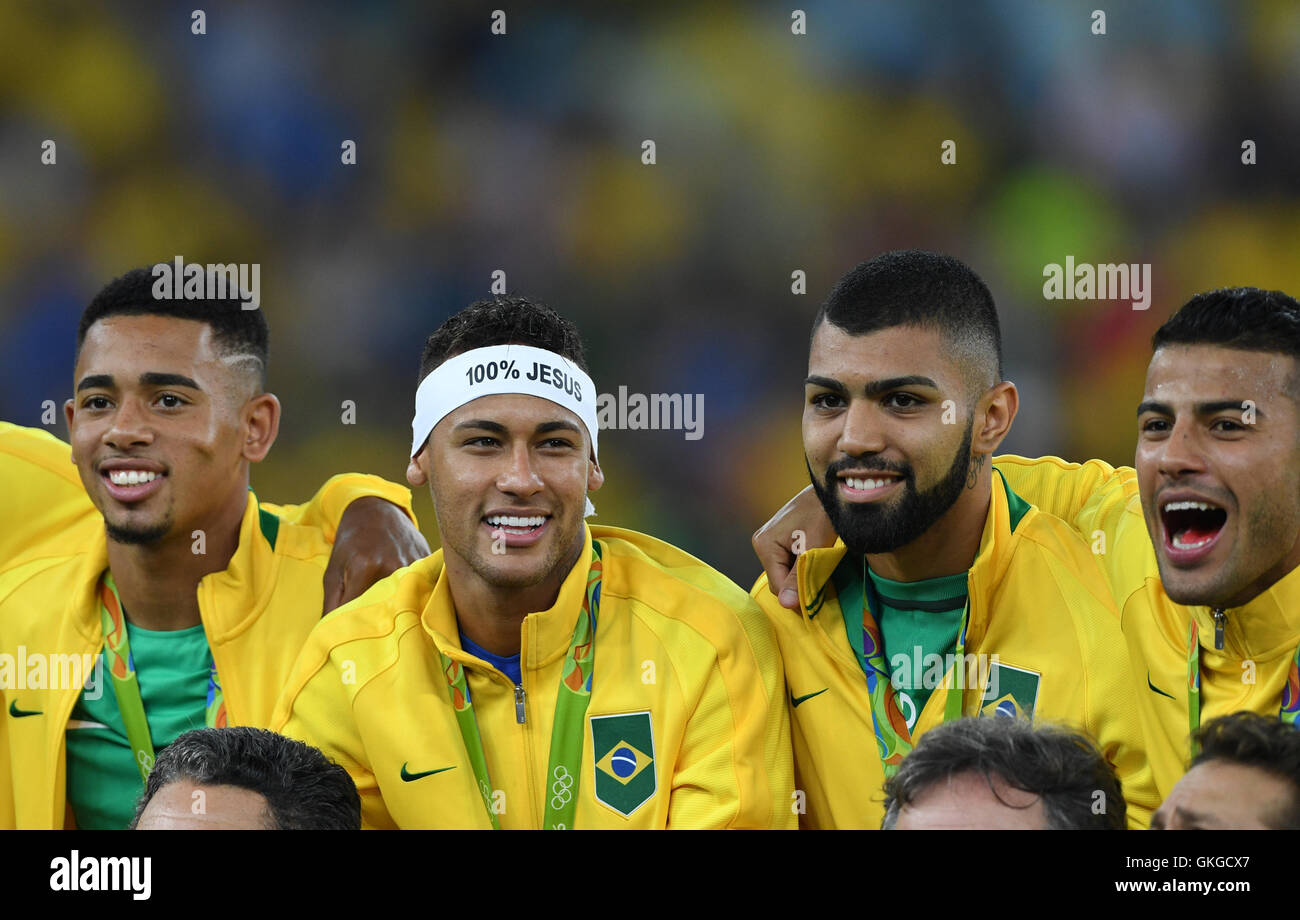 Rio de Janeiro, Brazil. 20th Aug, 2016. Neymar (2nd L) of Brazil ...