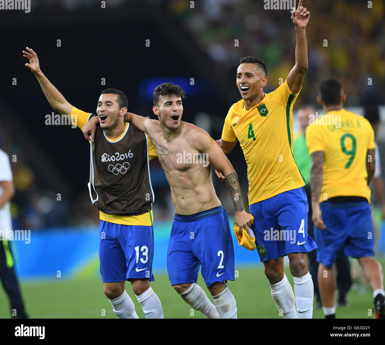 Rio De Janeiro, Brazil. 20th Aug, 2016. Players of Brazil celebrate ...