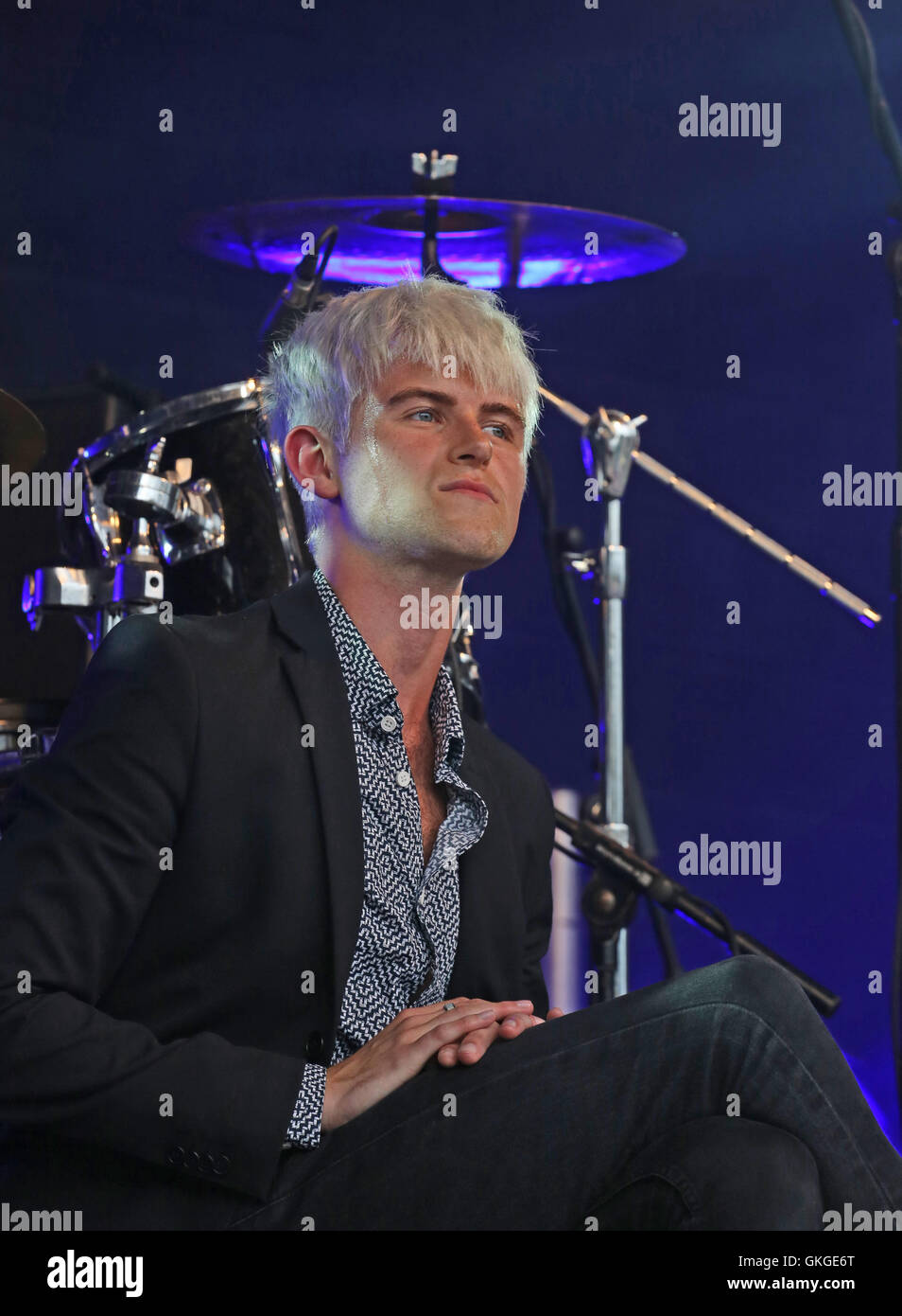 Rochdale, UK. 20th August, 2016. Travis Yates, singer with The Bright ...