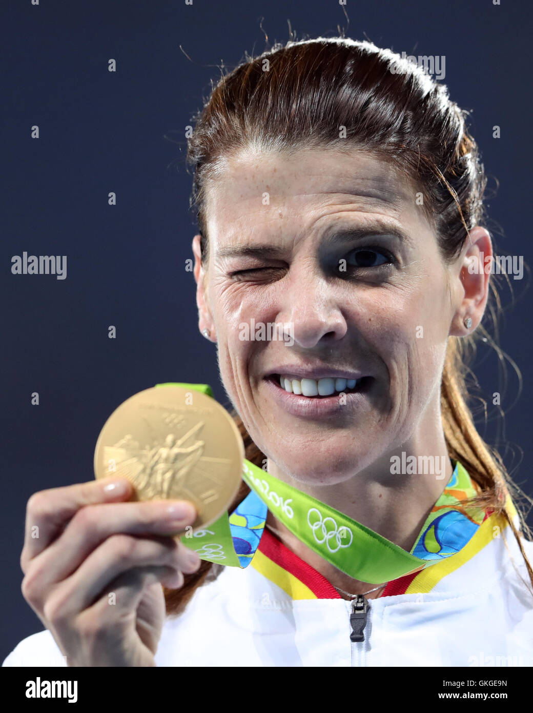 Rio de Janeiro, Brazil. 20th Aug, 2016. Ruth Beitia of Spain poses with ...