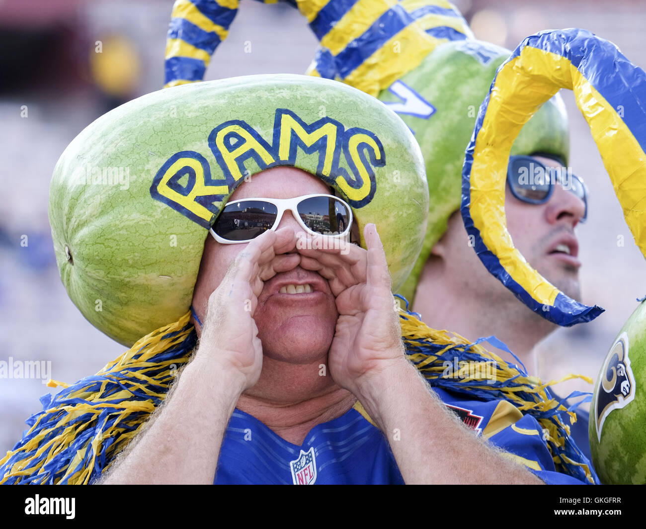 Los Angeles, California, USA. 20th Aug, 2016. A Los Angeles Rams fan in ...