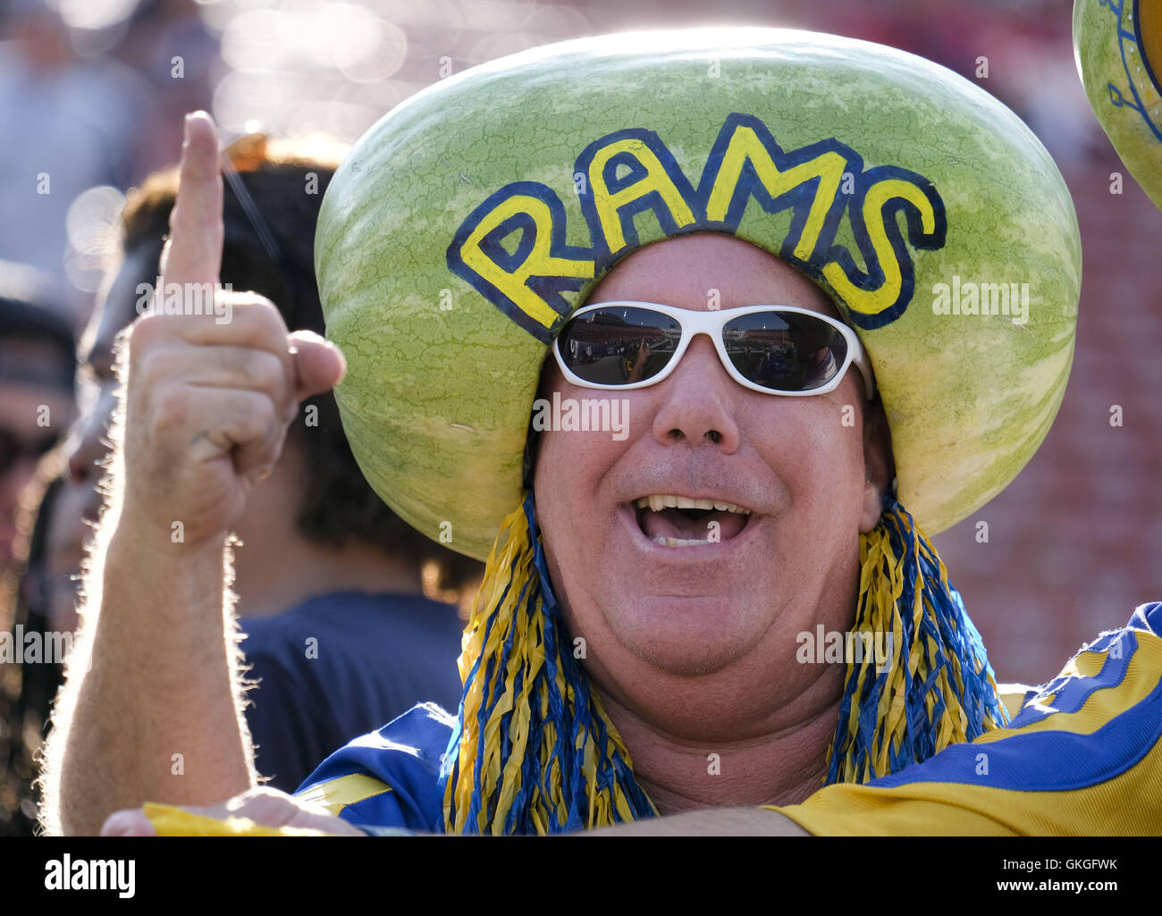 Los Angeles, California, USA. 20th Aug, 2016. A Los Angeles Rams fan in ...