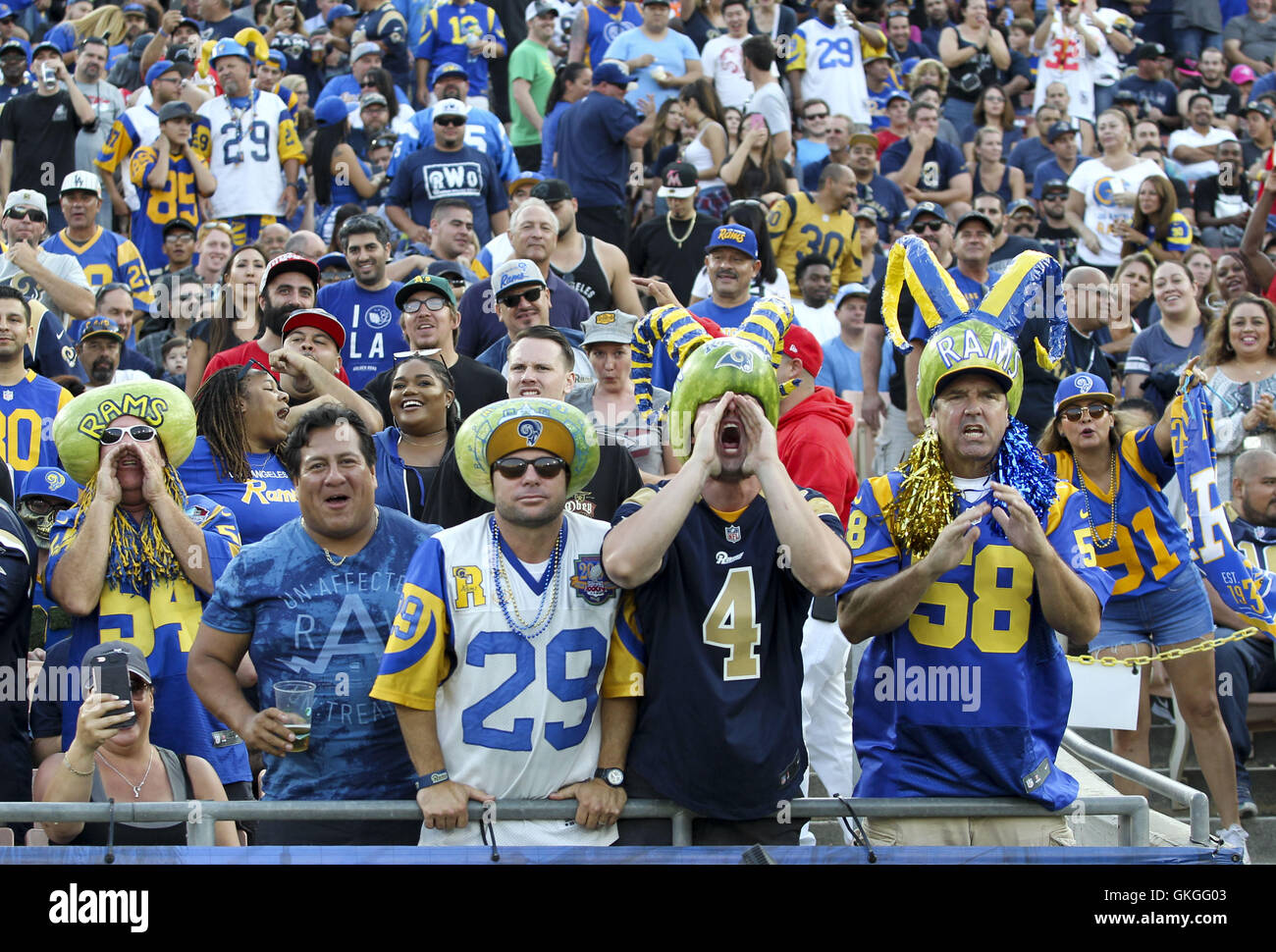 Los Angeles, California, USA. 20th Aug, 2016. Los Angeles Rams fans ...