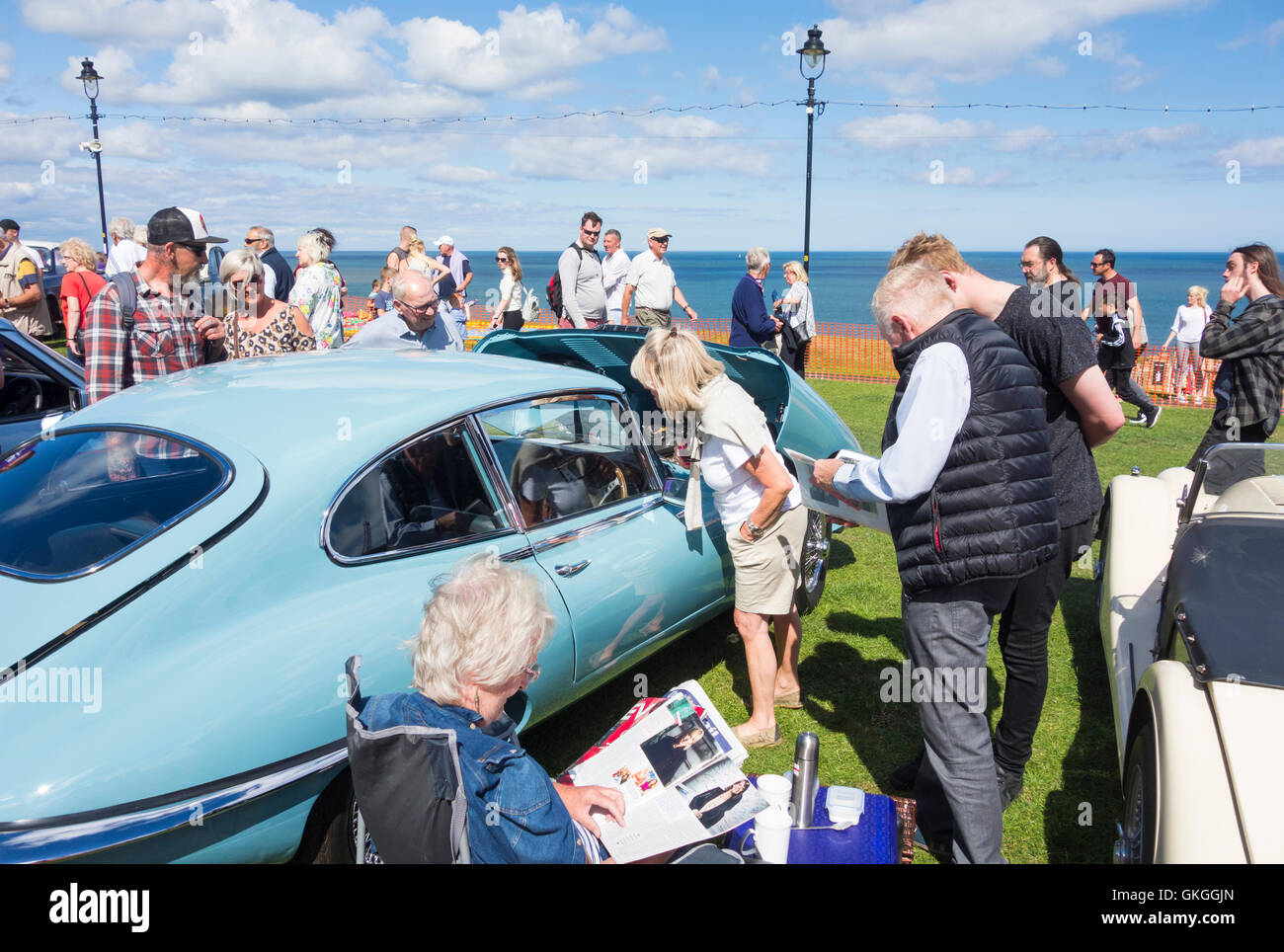 Classic car display during Whitby Regatta weekend. Whitby, North ...
